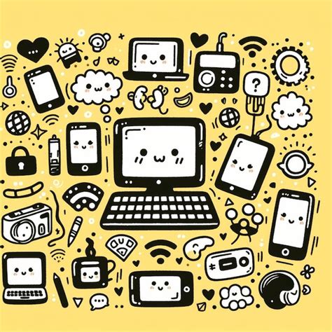 Premium Photo Cute Colorful Tech Doodles