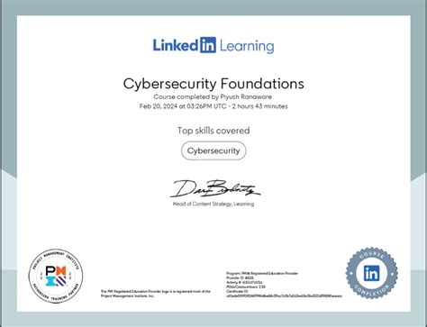 piyush ranaware on linkedin cybersecurity pmi continuouslearning