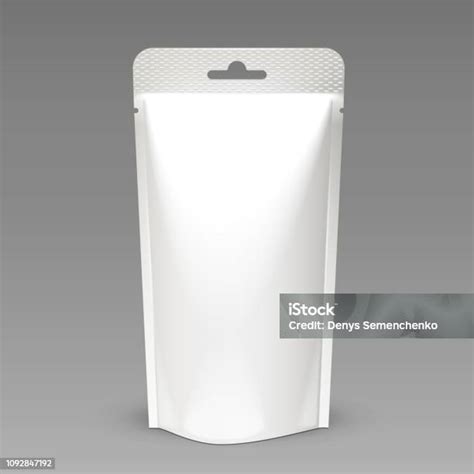 화이트 빈 호 일 음식 또는 음료 Doypack 가방 포장을 비웃은 다 플라스틱 팩 템플릿입니다 디자인에 대 한 준비 벡터