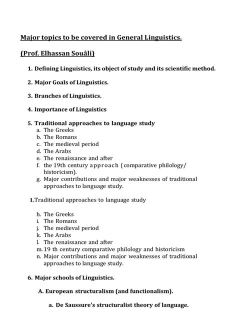 1 General Linguistics Course Content Prof Souali Pdf
