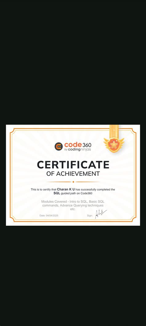 Sql Dataanalysis Codingninjas Code360 Certification Sql Database