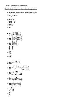 MCV U Calculus Derivatives And Limits Test Assignment With Answers