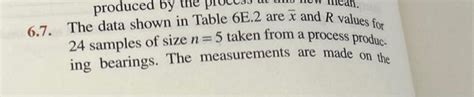 Solved The data shown in Table E are xˉ and R values Chegg