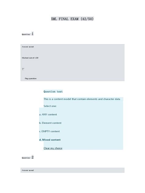 Xml Final Exam 4250 Question Text Pdf Xslt Xml
