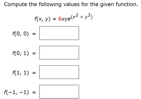Solved Compute The Following Values For The Given Function