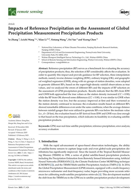 Pdf Impacts Of Reference Precipitation On The Assessment Of Global