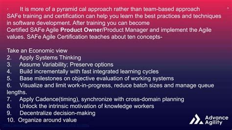 Safe Agile Certification Benefits And Exam Pattern Ppt