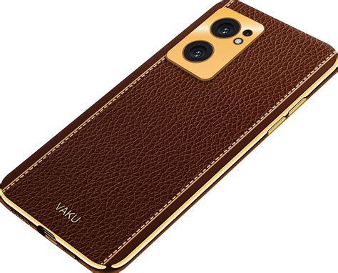 Vaku ® Oppo Reno7 5g Luxemberg Series Leather Stitched Gold