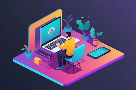 Premium Photo Flat Isometric Illustration Concept Of Man Maintaining Update Application