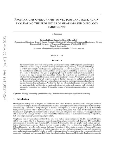 Pdf From Axioms Over Graphs To Vectors And Back Again Evaluating The Properties Of Graph