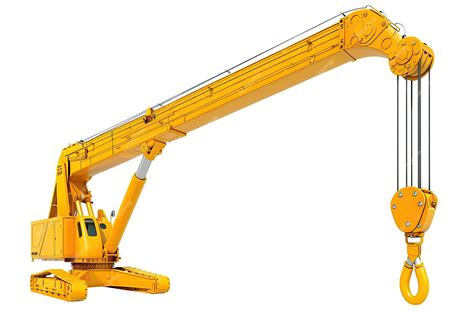 Premium Photo Yellow Crane Boom With Hooks Isolated On A White