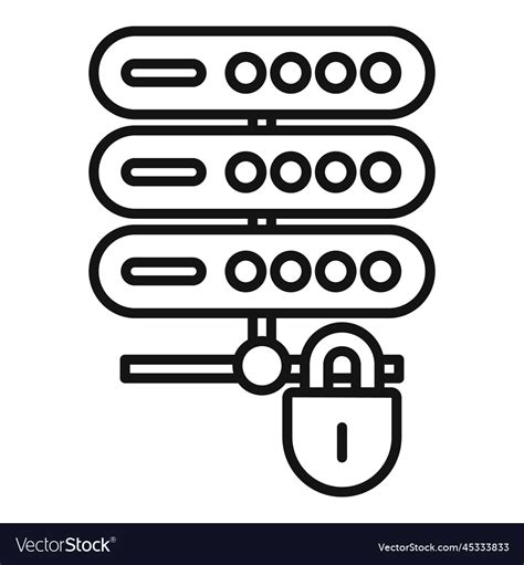Secured Server Icon Outline Cipher Data Royalty Free Vector