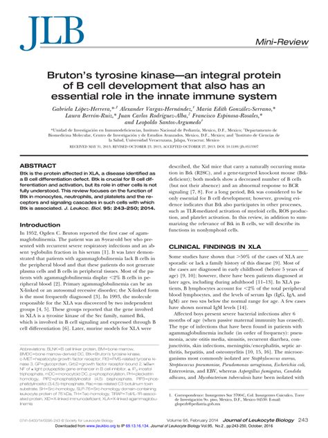 Pdf Brutons Tyrosine Kinase An Integral Protein Of B Cell