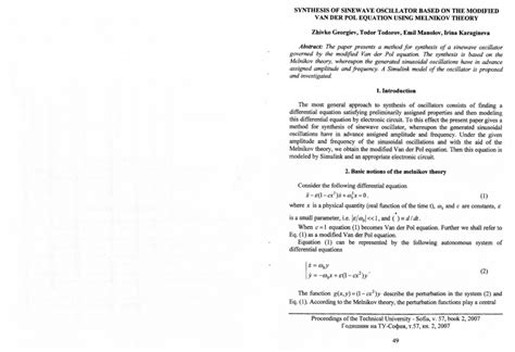 pdf synthesis of sinewave oscillator based on the modified van der