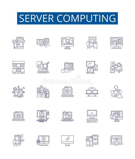 Server Computing Line Icons Signs Set Design Collection Of Server