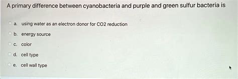 A Primary Difference Between Cyanobacteria And Purple And Green Sulfur
