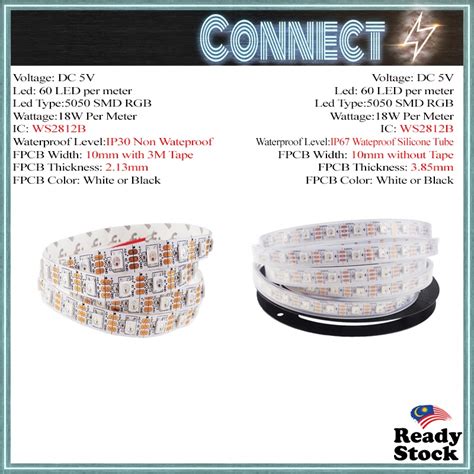 Argb Ws2812b Led Light Strip 5v 60 Leds Per Meter Rgb Led Strip Ws2812b