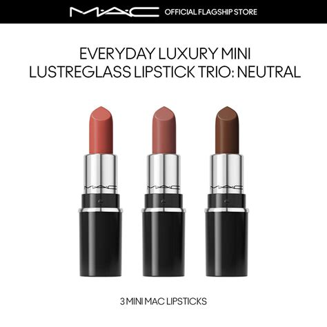 Mac Everyday Luxury Mini Lustreglass Lipstick Trioneutral Holiday