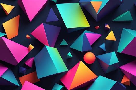 Premium Photo Colorful Luminous Geometric Shapes Create Abstract 3d Background