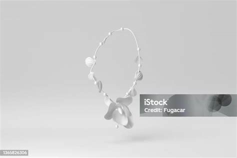 흰색 배경에 바다 껍질로 만든 목걸이 용지 최소 개념 3d 렌더 목걸이에 대한 스톡 사진 및 기타 이미지 목걸이 3차원