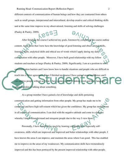Communication Report Reflection Paper Essay Example Topics And Well