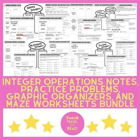 Integer Operations Notes Practice Problems And Graphic Organizer Bundle