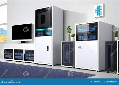 Online Cloud Data Storage Rack Concept In Glass Cube Digital Server For Global Network Database