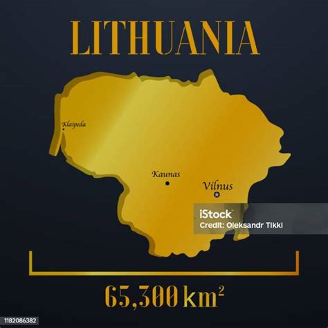 리투아니아 황금 단단한 국가 윤곽 선 실루엣 세계지도 템플릿의 현실적인 조각 인포 그래픽 벡터 일러스트 레이션 고립 된 개체