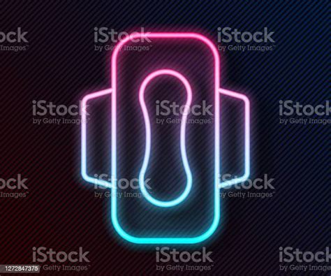 빛나는 네온 라인 생리와 검은 배경에 고립 된 생리대 아이콘 여성 위생 제품 벡터 0명에 대한 스톡 벡터 아트 및 기타 이미지 0명 건강관리와 의술 구멍이 많은