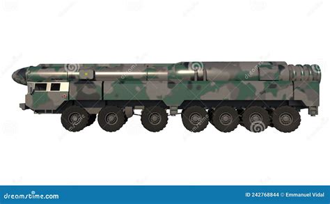 Nuclear Missile Launch Truck 1 Lateral View White Background 3d