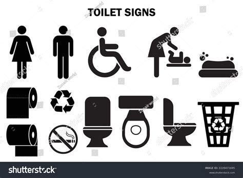 toilet sign bathroom symbols disable wheelchair stock vector royalty