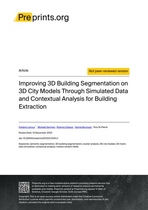 pdf improving 3d building segmentation on 3d city models through