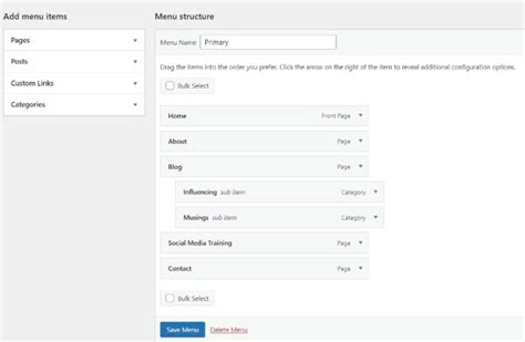 Set Up A Wordpress Menu For A Blog In 5 Minutes Easy Tips