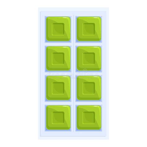 Green Square Chocolate Bar In White Wrapper Packaging Stock