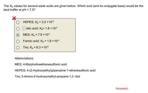solved the ka values for several weak acids are given below