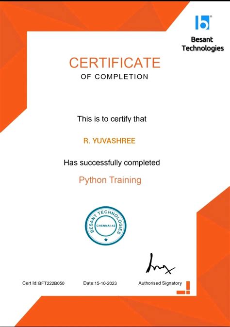 Pythoncertification Learningjourney Besanttechnologies Yuvashree R