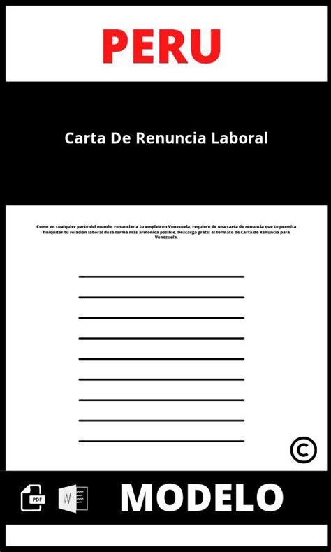 Modelo De Carta De Renuncia Laboral 2026