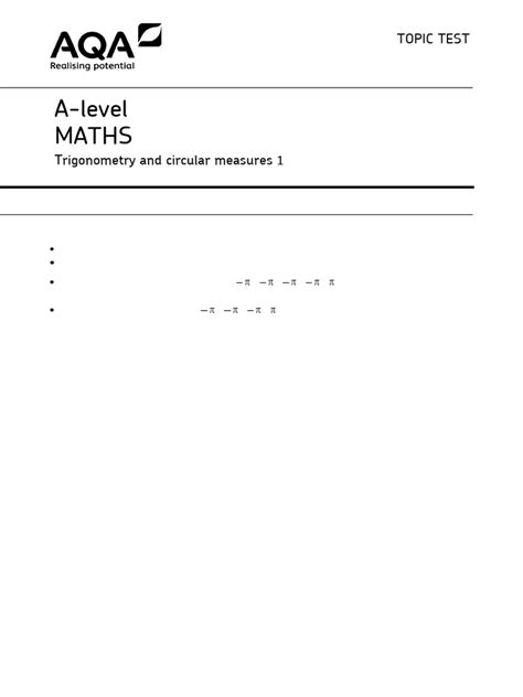 A Level Maths Topic Test Pdf Subtraction Factorization