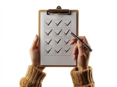 Hands Holding A Clipboard With A Checklist And A Pen With Several Checkmarks Indicating