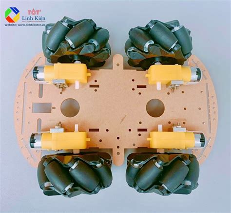 Bộ Khung Xe 4 Bánh Mecanum 60 80mm 1 Tầng Khung Mica đầy đủ Xe Stem