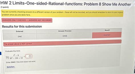 solved hw 2 ﻿limits one sided rational functions problem 8