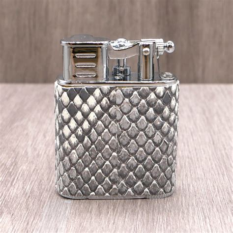 J Cure Cgars Collection Pocket Jet Flame Lighter Grey Python Leather