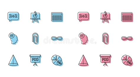 Set Line Graph Schedule Chart Diagram Geometric Figure Cube