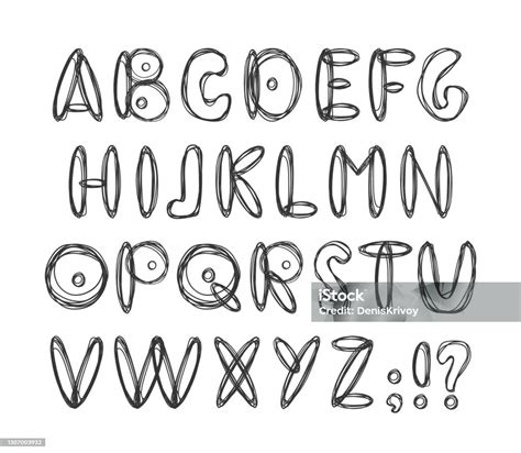 손으로 그린 낙서 글꼴 영어 만화 Abc 알파벳 검은색에 대한 스톡 벡터 아트 및 기타 이미지 검은색 그래피티 그리기 Istock