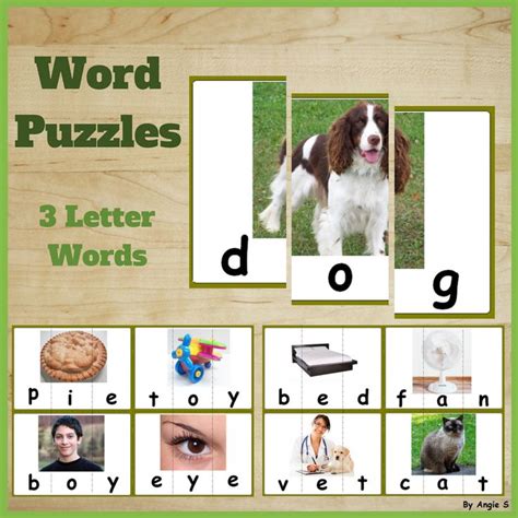3 Letter Words Puzzles Spelling Activity Real Photos Esl Kindergarten