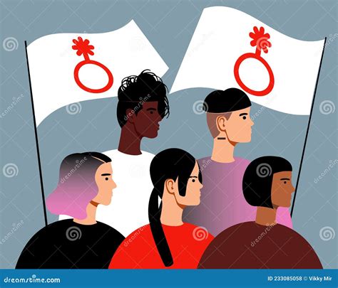 Genderqueer Symbol People With Flag Flat Stock Illustration With Flag