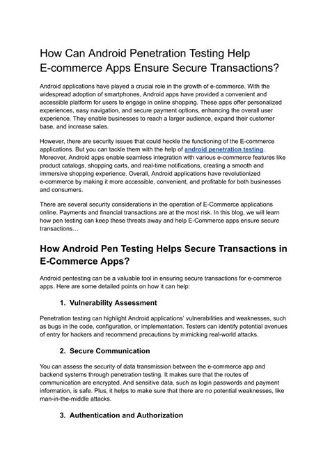 Ppt How Can Android Penetration Testing Help E Commerce Apps Ensure Secure Transactions