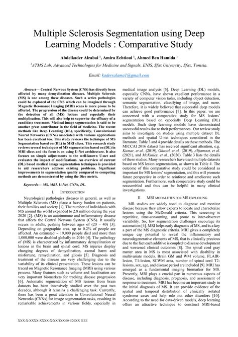 Pdf Multiple Sclerosis Segmentation Using Deep Learning Models