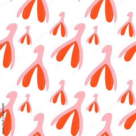 Vector Seamless Pattern With Clitoris Clitoral Glansfeminism Theme
