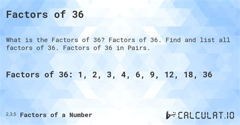 Factors Of 36 Calculatio